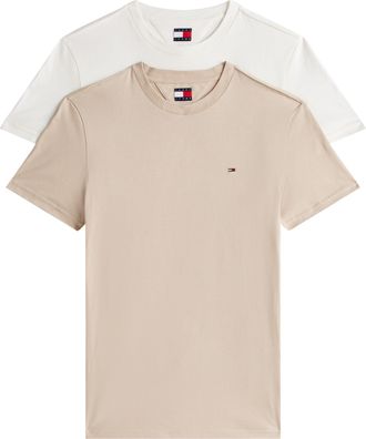Tommy Jeans Mens TJM XSLIM 2PACK Jersey Tee EXT DM0DM20687 S/S T-Shirt, Multi (Ecru/Gulf Sand), 3XL, Mehrfarbig (Ecru/Golfsand), 3XL