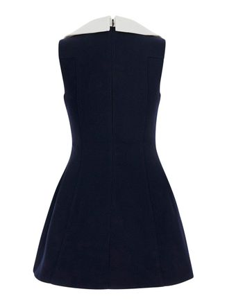Shushu/Tong Contrast-Collar Wool Dress - Navy