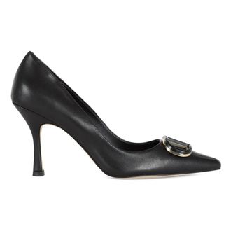 Twinset Leder Logo Plateau Abs&auml;tze - - Shoes - Damen - Schwarzk - 40 EU