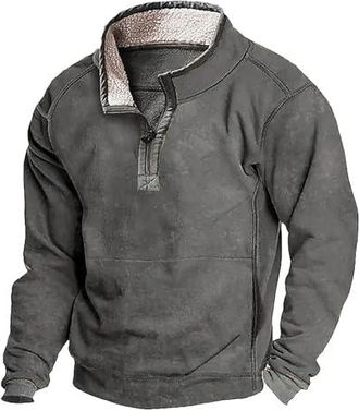 Generico RUMAOZIA Pull en polaire pour homme - Fermeture &eacute;clair 1/4 - T-shirt de sport - Pour le ski et le v&eacute;lo - Confortable - Pour lext&eacute;rieur - Doux - Automn