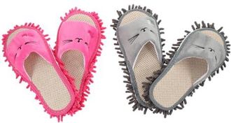 UPKOCH Pantoufles En Chenille &agrave; Serpilli&egrave;re Lavables Et Amovibles, Chaussures De Nettoyage R&eacute;utilisables, Gris Et Rose, Taille Moyenne Et Petite, Pour Femmes