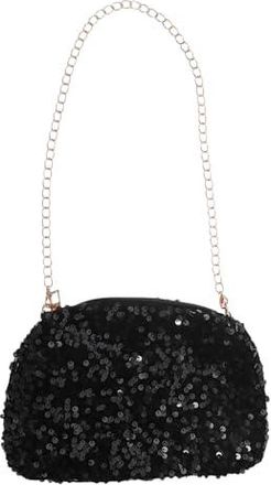 BESTONZON LIFKOME Pochette de Soir&eacute;e &agrave; Paillettes Noire Bandouli&egrave;re Cha&icirc;ne Argent&eacute;e, Petit Paquet &agrave; Main Scintillant 24,4 X 17 X 4,8 CM, Mini Paquet Bandouli&egrave;re