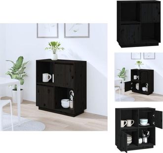 vidaXL Sideboard Schwarz 74x35x80 cm Massivholz Kiefer - Massivholzmöbel - Schwarzes Sideboard - Kiefern Sideboard - Wohnzimmertisch - tv Stand