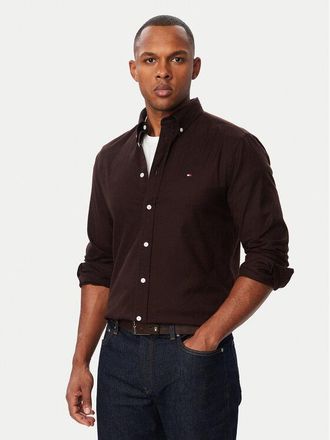 Tommy Hilfiger Hemd Flannel Solid MW0MW40469 Dunkelbraun Regular Fit