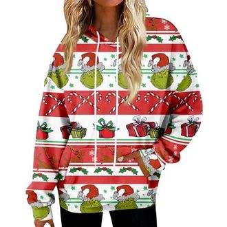 Generic Le Grinch Sweat A Capuche Femme The Sweet De Pull Sweatshirts Vêtements Noël Costume Noel Femmes 2025 Hiver Plaid Pulls Pyjama Christmas Oversize Pilo