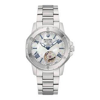 Bulova Femme, Accessoires, Blanc, Taille: ONE Size Marine Star Lady Automatic