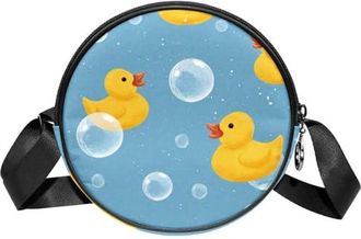 Generic Sac &agrave; bandouli&egrave;re rond rond pour femme, motif canard, avec fermeture &eacute;clair, bretelles r&eacute;glables, style d&eacute;contract&eacute;