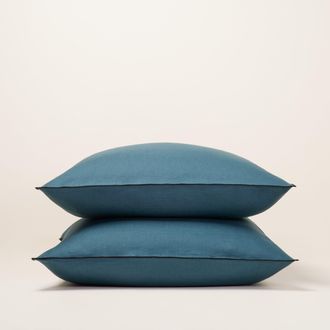 Madura Lot De 2 Taies DOreiller Carlina Pétrole et bourdon noir - BLEU