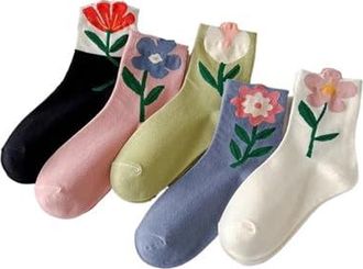 Generico Lot de 5 paires de chaussettes &agrave; fleurs de dessin anim&eacute; pour femme Kawaii, Color6, Size Suit For 35-42