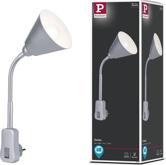 Paulmann 95429 Steckerleuchte Junus mit Flexarm max. 20 Watt Lampe Grau Metall, Kunststoff Licht E14 ohne Leuchtmittel