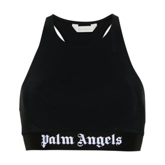 Palm Angels Logo-Elastischer Bund Oberteil - - Tops - Damen - Schwarzk - XS