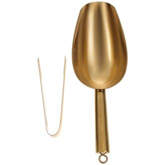 Hemoton Golden Eiszange Und Schaufelt Edelstahl Eiswürfelzange mit Zähnen Eiswürfel Schaufel Küche Dienstprogramm Dient Schaufelt für Eisbehälter Tee Kaffeebo