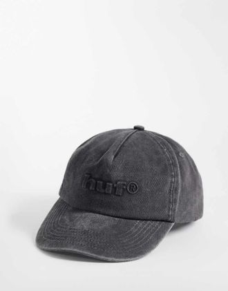 HUF Pacific - Casquette &agrave; 5 empi&egrave;cements avec logo - Noir d&eacute;lav&eacute;