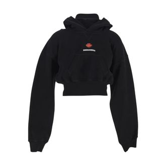 Dsquared2 Cropped Fit Hoodie - - Sweatshirts & Hoodies - Damen - Schwarzk - S