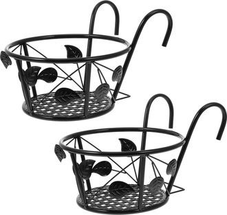 Yardwe 2stücke Hängende Blumentopfhalterung Aus Eisen Stilvolle Pflanzständer Für Balkon Garten Und Zaun Robustes Material Für Kreative Pflanzenpräsentation 