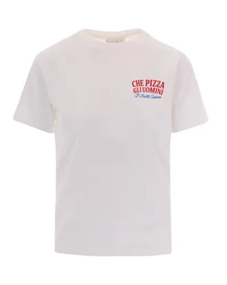 MC2 Saint Barth Logo-Embroidered Pizza Print T-Shirt - White