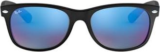 Ray-Ban Lunettes de Soleil, Unisexe, Adulte, 55 mm, Couleur de monture: Noir/Verres:Bleu(Blue Flash)