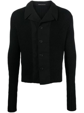 Yohji Yamamoto cardigan en laine à col à revers - Noir