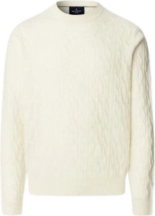 Hackett Pull &agrave; col rond en laine dagneau torsad&eacute;e - Homme - Pulls - Blanc - Taille: M