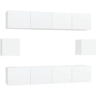 vidaXL 6-tlg. TV-Schrank-Set Wei&szlig; Holzwerkstoff - Vidaxl