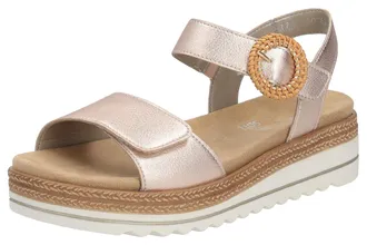Remonte Keilsandalette REMONTE, Damen, Gr. 40, braun (kupferfarben), Leder, metallic, Schuhe, Sommerschuh, Riemchensandale mit praktischen Klettverschl&uuml;ssen