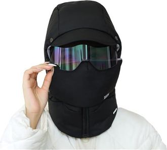 Generic Casquette de ski imperm&eacute;able 4 en 1 avec masque amovible, cache-oreilles, lunettes anti-bu&eacute;e pour homme et femme, couverture compl&egrave;te, cagoule coupe-v