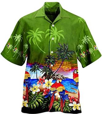 Generic Chemise Hawaïenne à Manches Courtes Pour Homme - Légère et Ajustée Pour lÉté, Boutonnée Décontractée de Plage, Pour Vacances en Plein Air