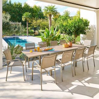 Hesperide Table de jardin 10 places Piazza extensible caf&eacute; - Hesp&eacute;ride
