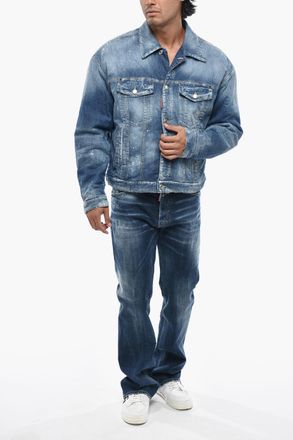 Dsquared2 Stretch Denim Jacket With Striped Wool-Blend Lining Dsquared2