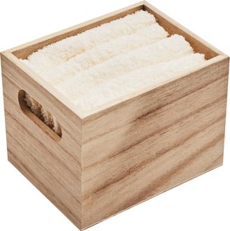 noTrash2003 4er Set Gästehandtücher aus 300 g/qm Baumwolle im Holzkästchen Gästetoilette 31 cm x 28 cm Handtuch in DREI saugstark, schnelltrocknend und Dekorativ 