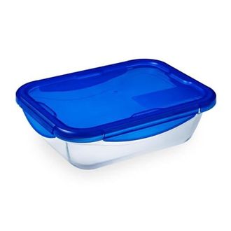 Pyrex Cook & go - Boîte Rectangulaire en Verre avec Couvercle Hermétique et Étanche Ø 24 cm - Cuisinez au Four, Conservez et Emportez