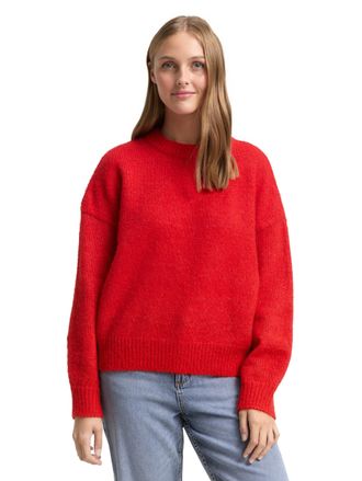 Tom Tailor Damen 1049069 Oversize Strickpullover, 12880-Brilliant Red, Large