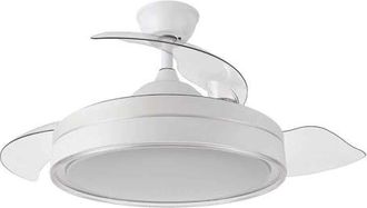 Fabrilamp Weißer Ventilator mit Gleichstrommotor, LED-Kräutermotor und ausklappbaren Flügeln