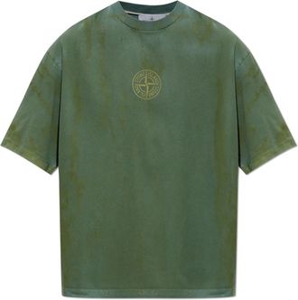 Stone Island Logo T-Shirt - - Tops - Herren - Gr&uuml;n - M