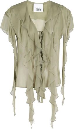 Erika Cavallini Semi Couture Femme, Blouses et Chemises, Vert, Taille: 38 FR Blouses