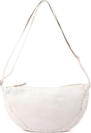 Generico Sac &agrave; bandouli&egrave;re en velours c&ocirc;tel&eacute; r&eacute;glable en demi-lune pour homme Sac &agrave; bandouli&egrave;re zipp&eacute; pour femme, beige