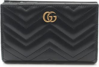 Gucci portefeuille pliant à matelassage chevrons (années 2020) - Noir