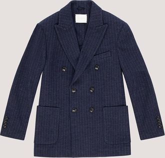 Circolo 1901 Masculine double-breasted jacket, Blu Navy pinstripe, 40, Woman