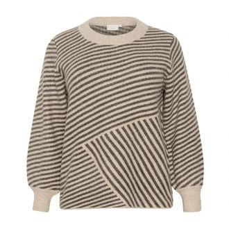Kaffe Curve Weicher Strickpullover mit Puff&auml;rmeln - - Knitwear - Damen - Beige - S
