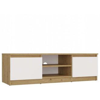 Topeshop Topeshop - tivoli - Meuble tv style moderne - 120x40x36cm - 2 niches + 2 portes - Artisan et Blanc