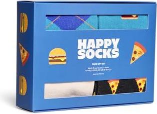 Happy Socks Everyday Basics - Coffrets cadeaux de chaussettes mi-mollet - Burger et pizza - Lot de 4 - Tailles 41 à 46