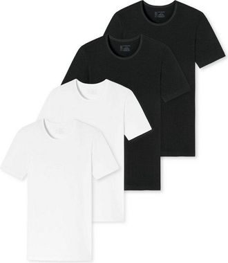 Schiesser T-Shirt 95/5 Organic Cotton (4-tlg) Rundhalsausschnitt, kurzarm