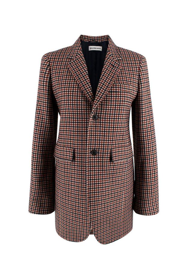 Plaid Single Breasted Wool Blazer Size XXS