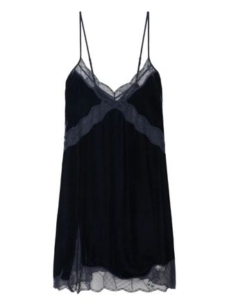 Zadig&Voltaire robe bordée de dentelle à coupe courte - Bleu