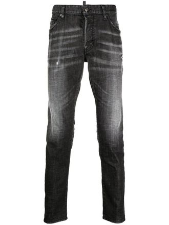 Dsquared2 jean slim &agrave; effet us&eacute; - Noir
