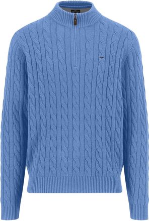 Fynch-Hatton Herren Troyer - Zopfmuster, Baumwolle, hoher Kragen mit Rei&szlig;verschluss Crystal Blue/XXL