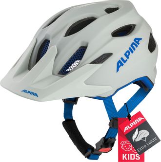 Alpina Alpina Carapax JR. - Leichter, Robuster & Sicherer Fahrradhelm Mit Fliegennetz & Optionalen LED-Licht F&uuml;r Kinder, Smoke-Grey Blue matt, 51-56 cm