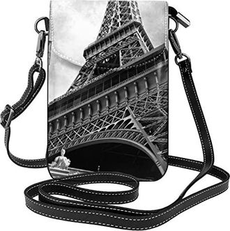 IUBBKI Porte-monnaie pour téléphone portable Tour Eiffel - Petit portefeuille en cuir à bandoulière pour femmes Sac à bandoulière pour carte de transport Cos