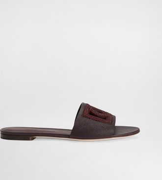 Dolce & Gabbana Suede And Dauphine Calfskin Flat Slippers - Frau Pantoletten Und Mules Bordeaux 38.5
