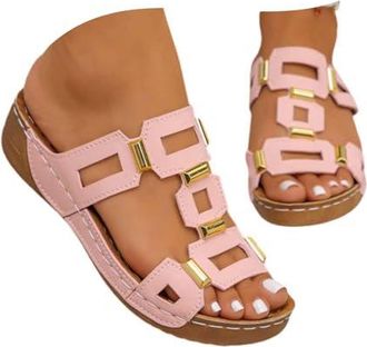 Generic Sandales orthop&eacute;diques pour femme - Coupe large - Confortable - Bout ouvert - Sandales orthop&eacute;diques l&eacute;g&egrave;res avec sangle de cheville - Sandales tendan